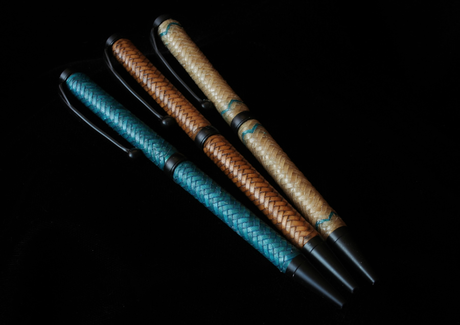 Leland Hensely. Limited edition rawhide braided pens
